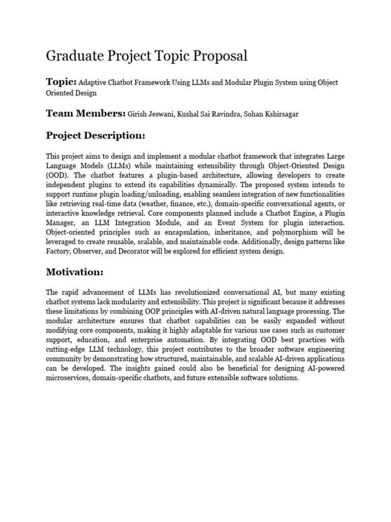 OOAD Project Proposal | PDF