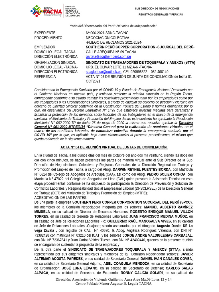 Acta #04 de Reunion Virtual de Conciliacion 150ct2021-Exp. #006-2021 ...