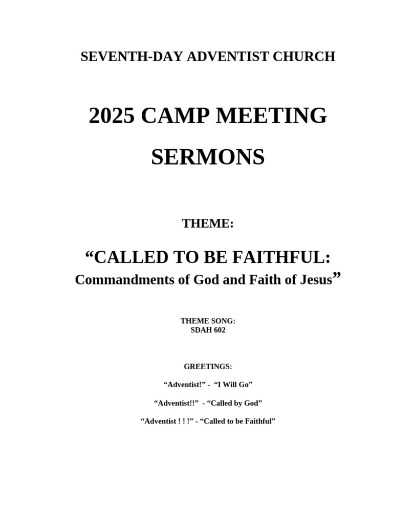 2025 SDA Camp Meeting Theme & Program | PDF | Seventh Day Adventist ...