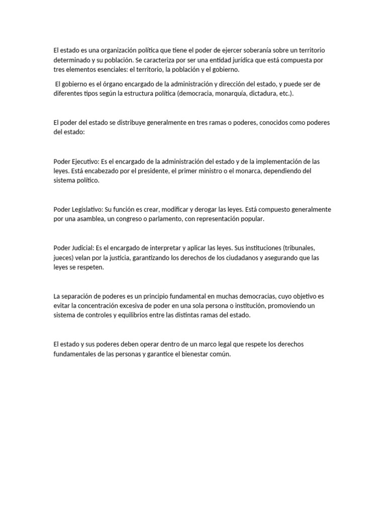 El Estado Es Una Organización Política Que Tiene El Poder de Ejercer ...