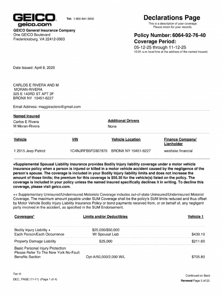 Declaration Page | PDF