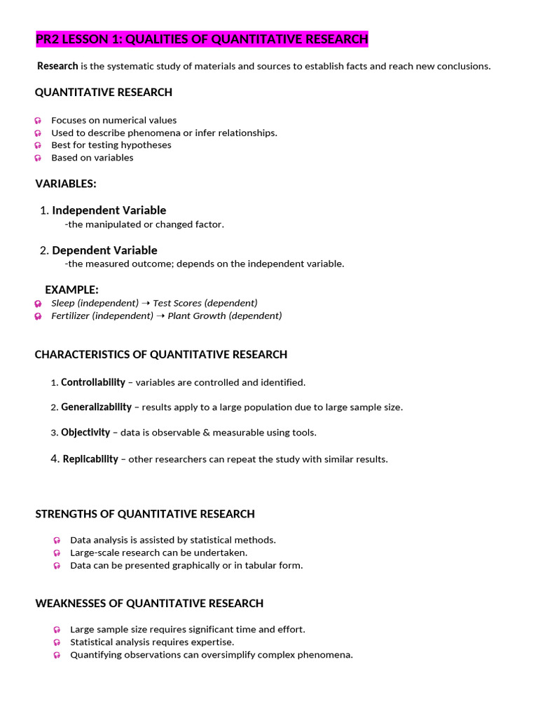 PR2 Lesson 1 2 Reviewer | PDF | Quantitative Research | Statistics