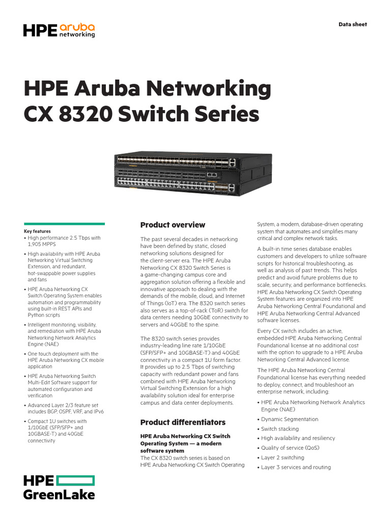HPE Aruba Networking CX 8320 Switch Series-A00036440enw | PDF ...