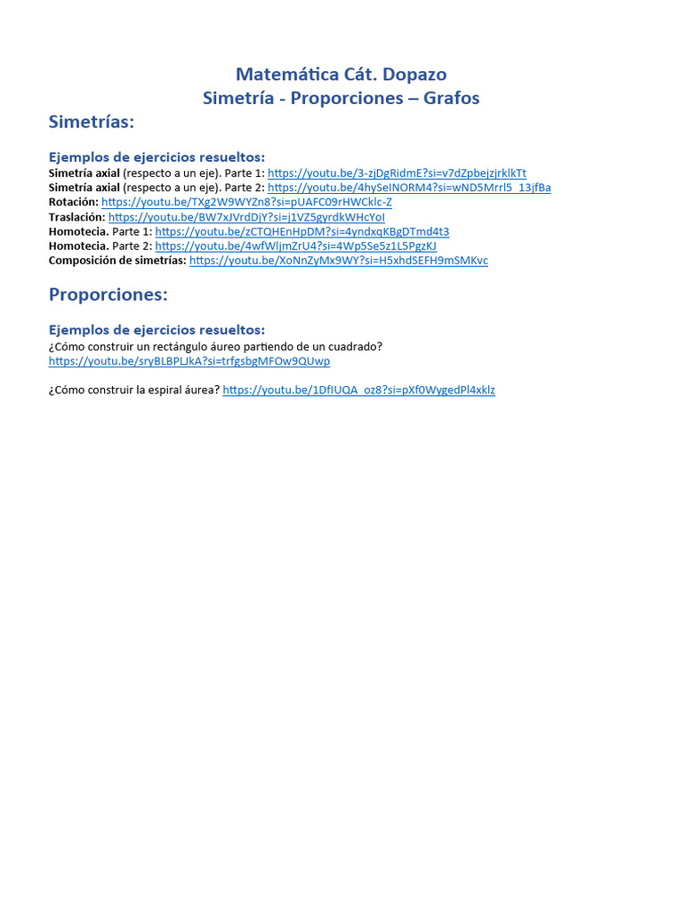 Material en Videos Sobre Simetrias y Proporciones | PDF