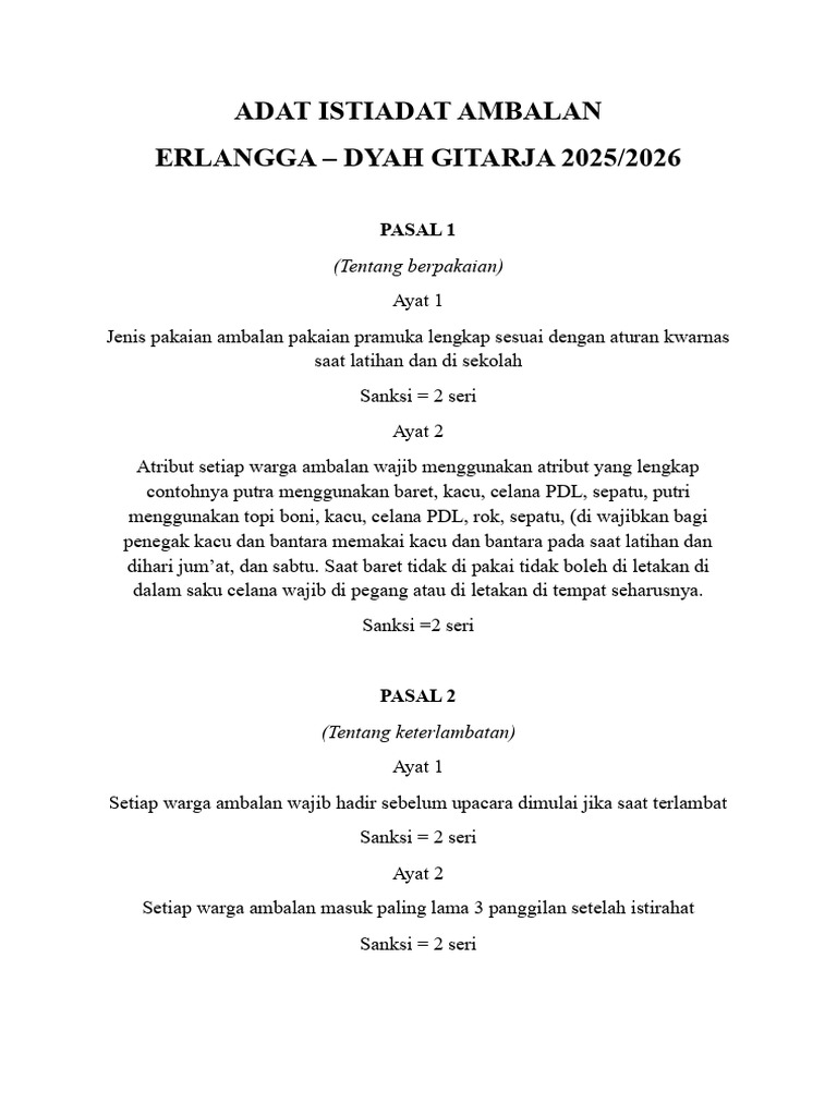 Aturan Disiplin Ambalan Pramuka SMAN 4 | PDF
