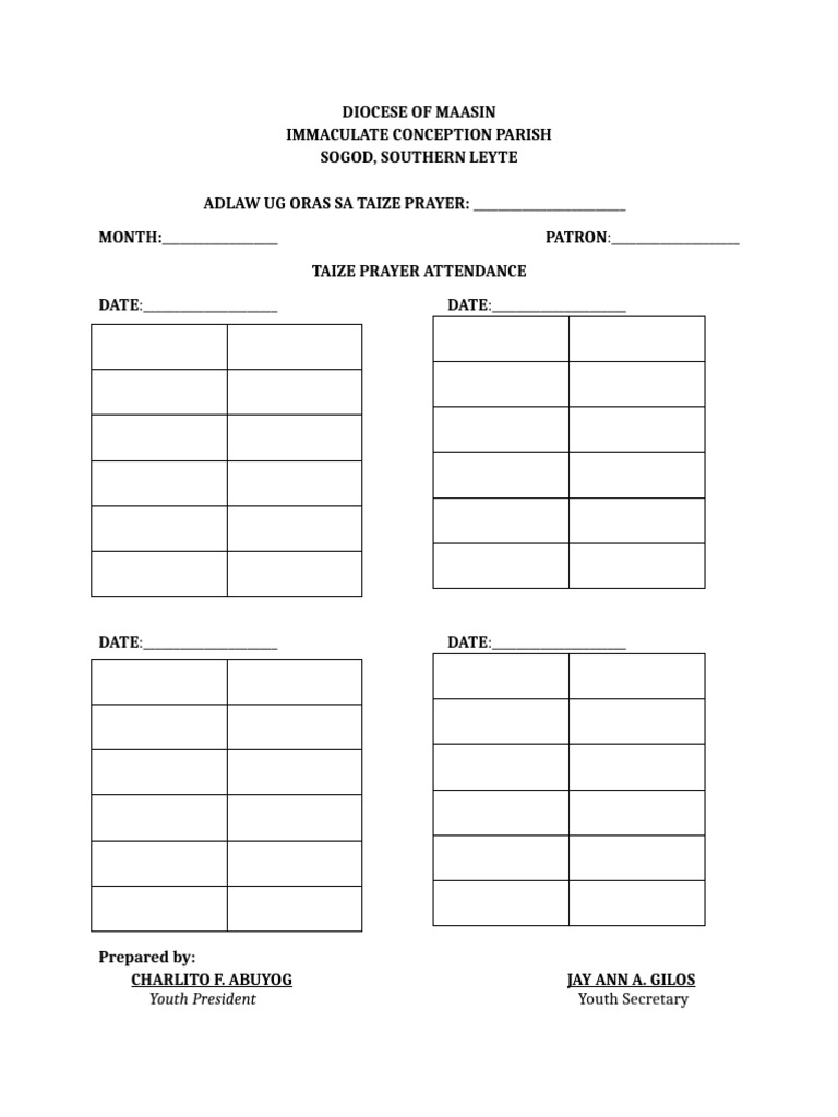 Taize Prayer Attendance | PDF