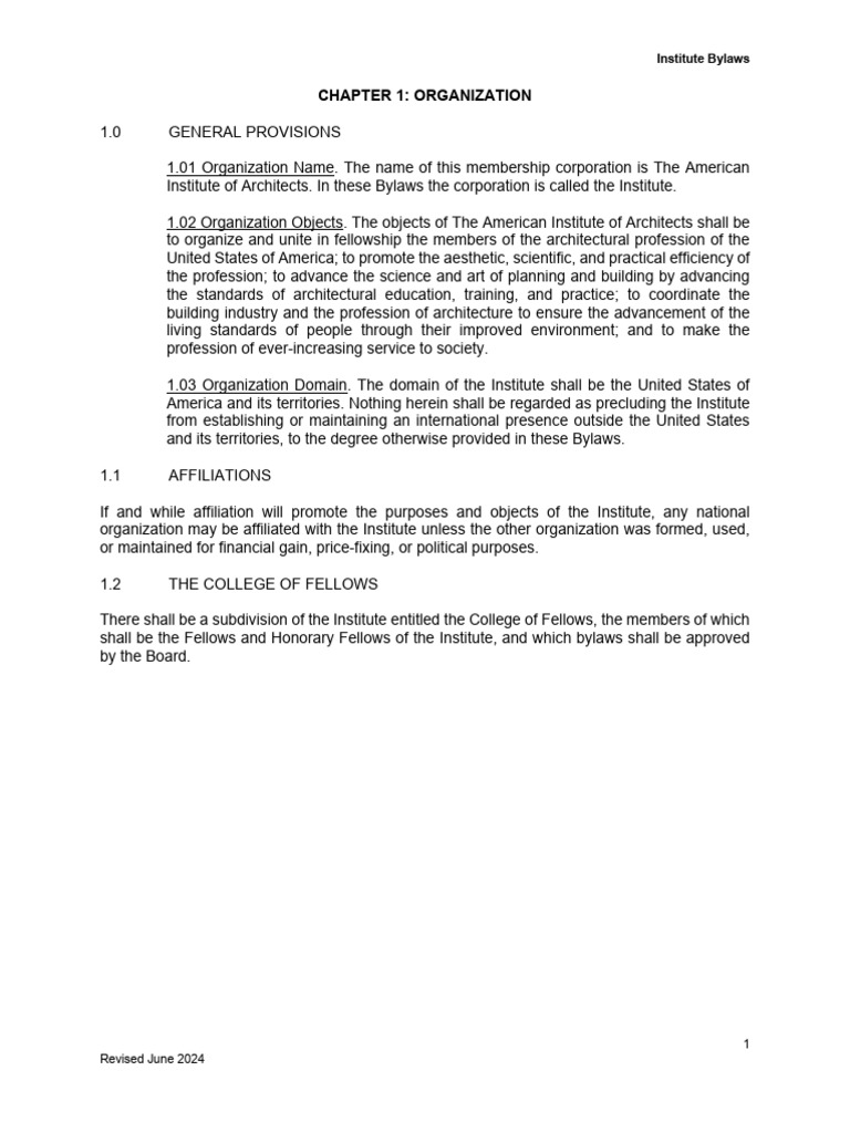 Aia Bylaws June 2024 v2 | PDF | Fellow | Architect
