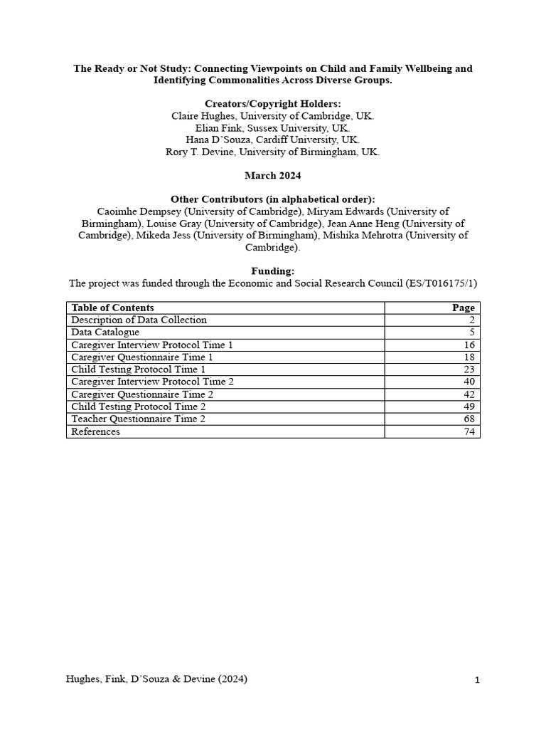 RoN Manual Catalogue | PDF | Caregiver | Self Report Study