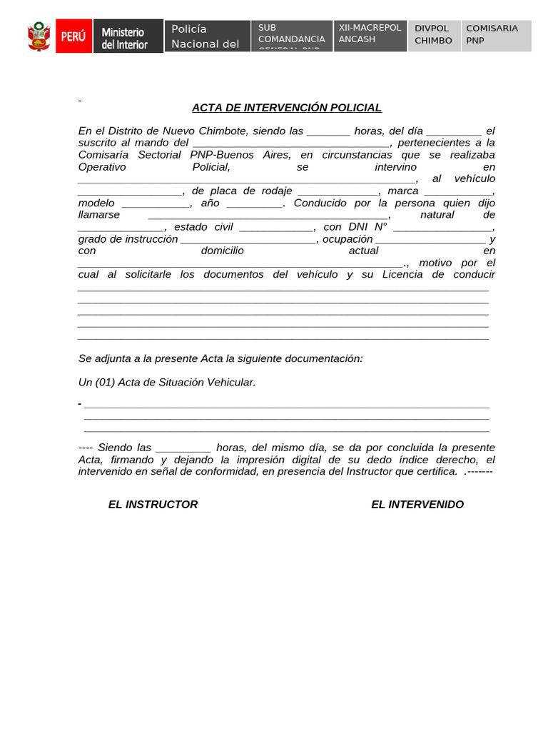Formatos de Actas | PDF | Policía | Industria automotriz
