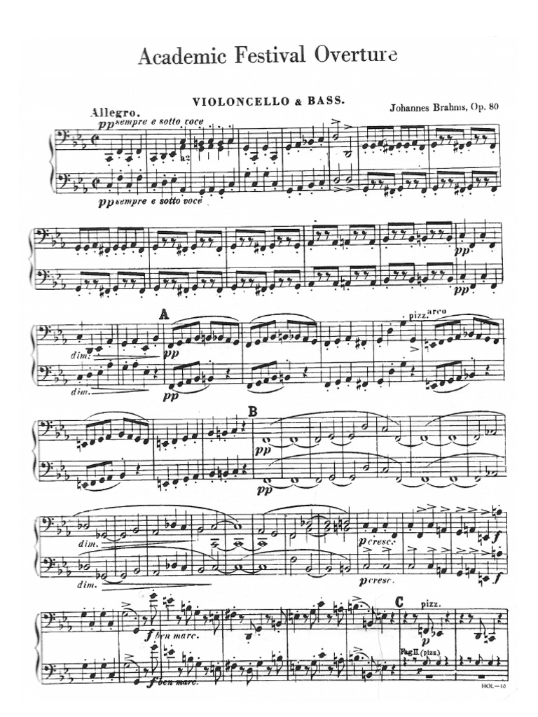 Open Brahms Academic Festival Overture Op. 80 Cello and Bass 4 | PDF