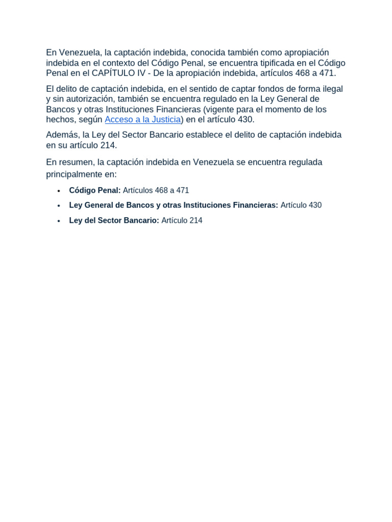 Captación Indebida en el Código Penal Venezolano | PDF