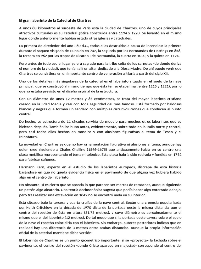 El Gran Laberinto de La Catedral de Chartres | PDF