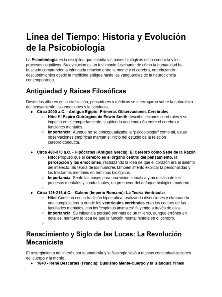 Línea Del Tiempo - Historia y Evolución de La Psico... | PDF | Neurociencia | Mente