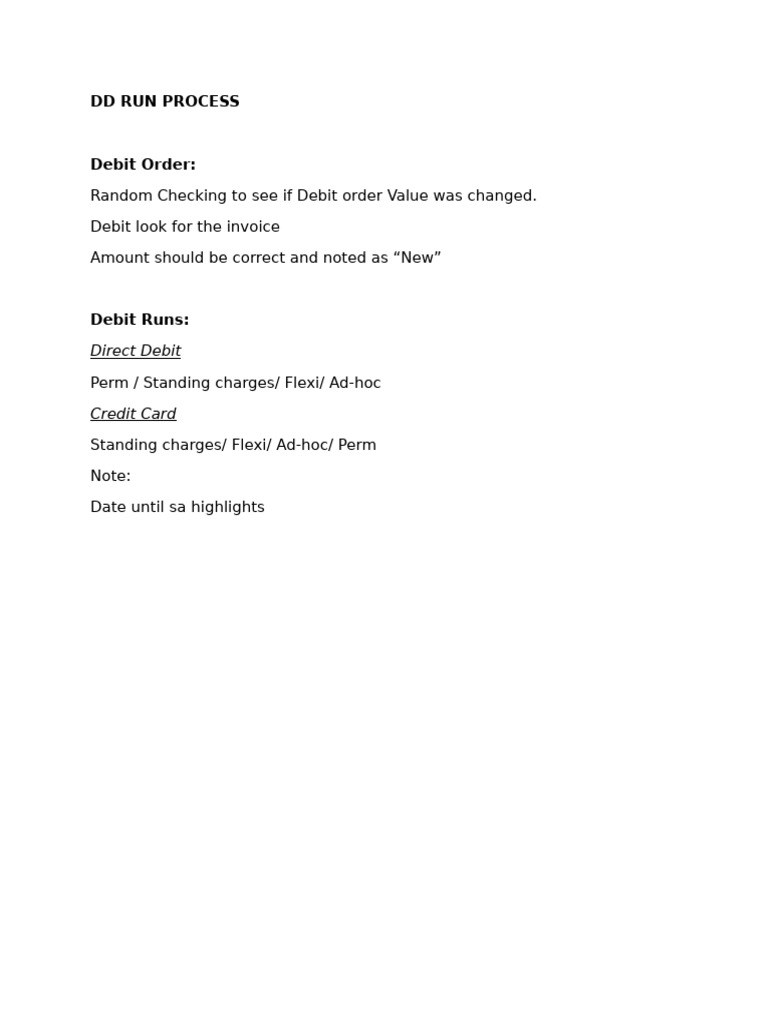 Debit Order Run Process Overview | PDF
