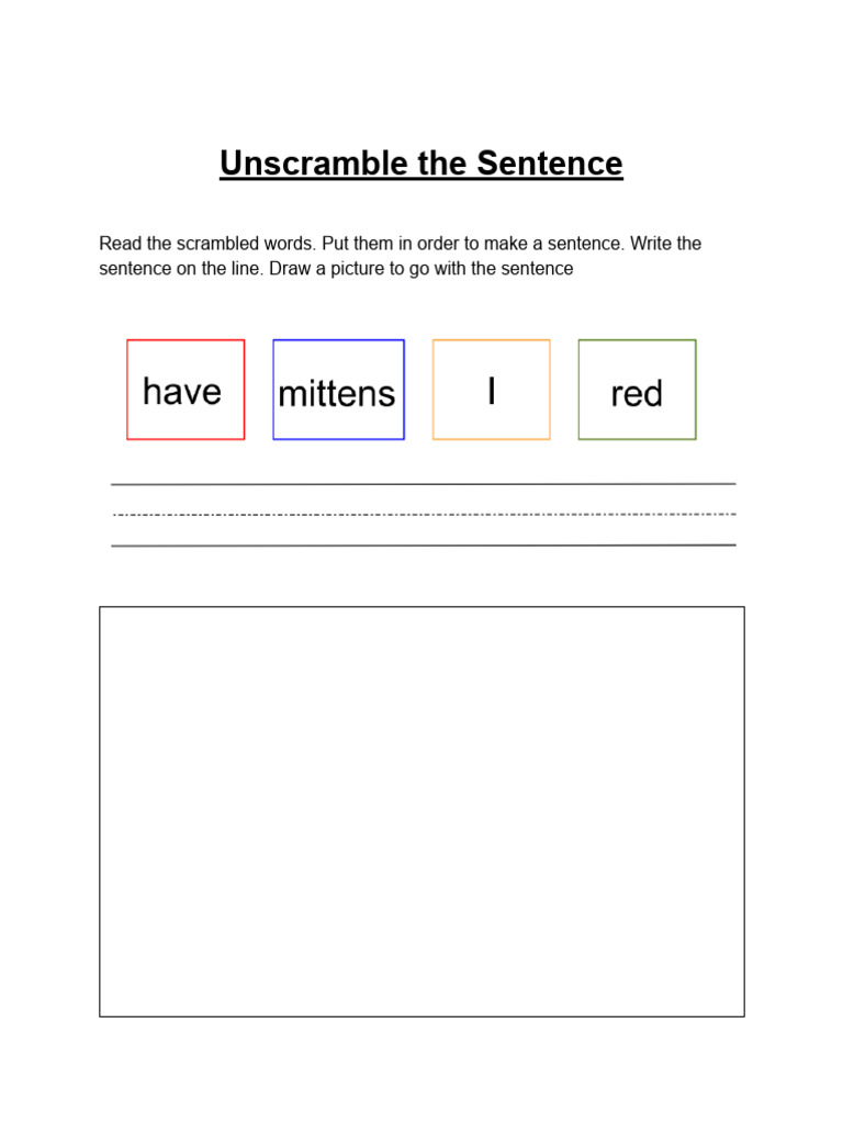 Sentence Unscrambling and Writing Worksheets | PDF