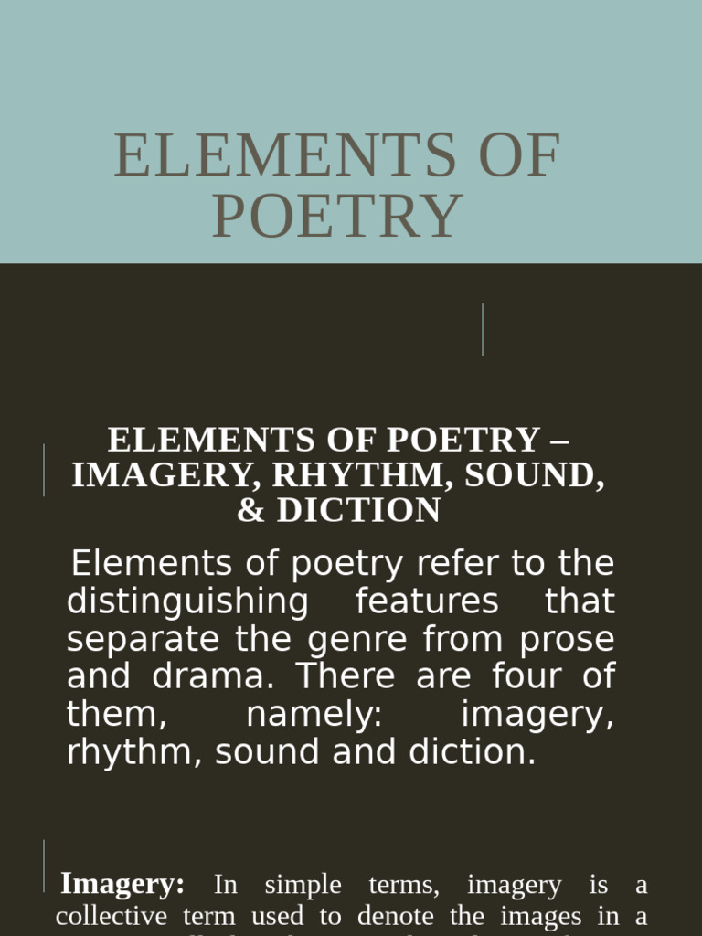 Elements of Poetry: Focus on Imagery | PDF | Poetry | Senses