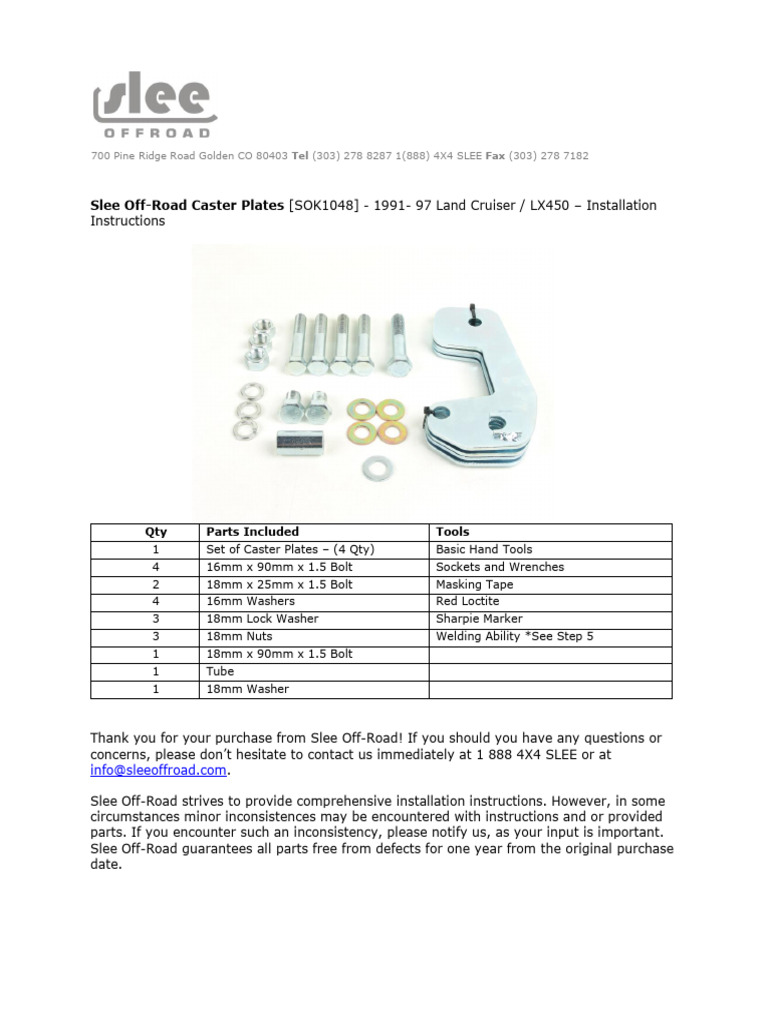 Plat Caster Instructions | PDF | Screw | Axle