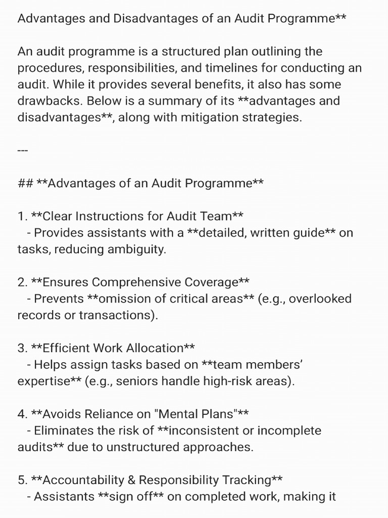 Audit Programme | PDF