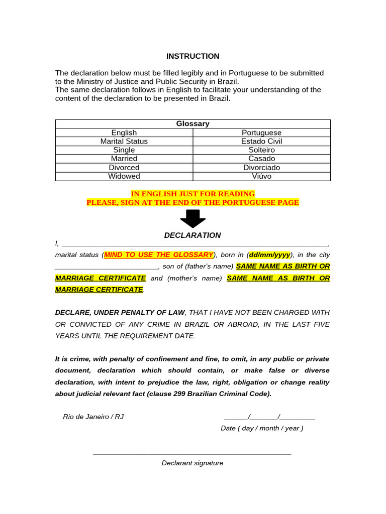 Declaração de Antecedentes Criminais | PDF | Crimes | Crime & Violence