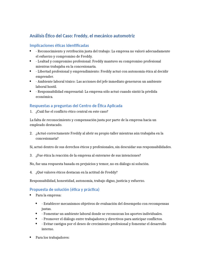 Analisis Etico Caso Freddy | PDF