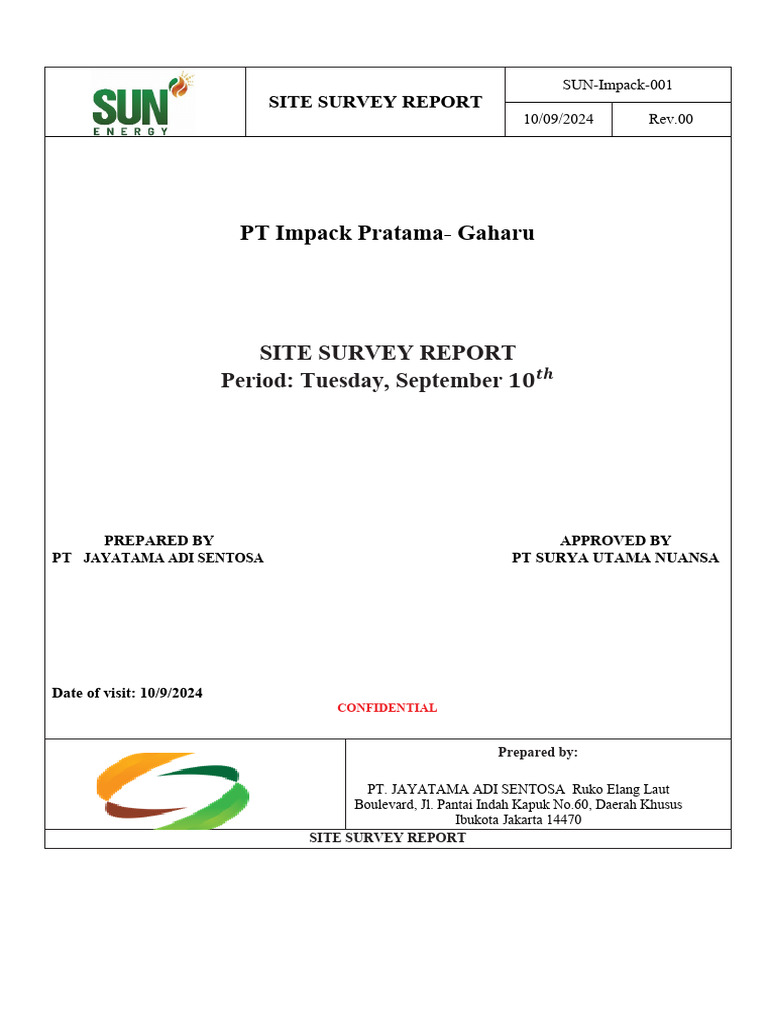 Site Survey Report Unipace Gaharu REV 1 | PDF | Alternating Current | Power Inverter