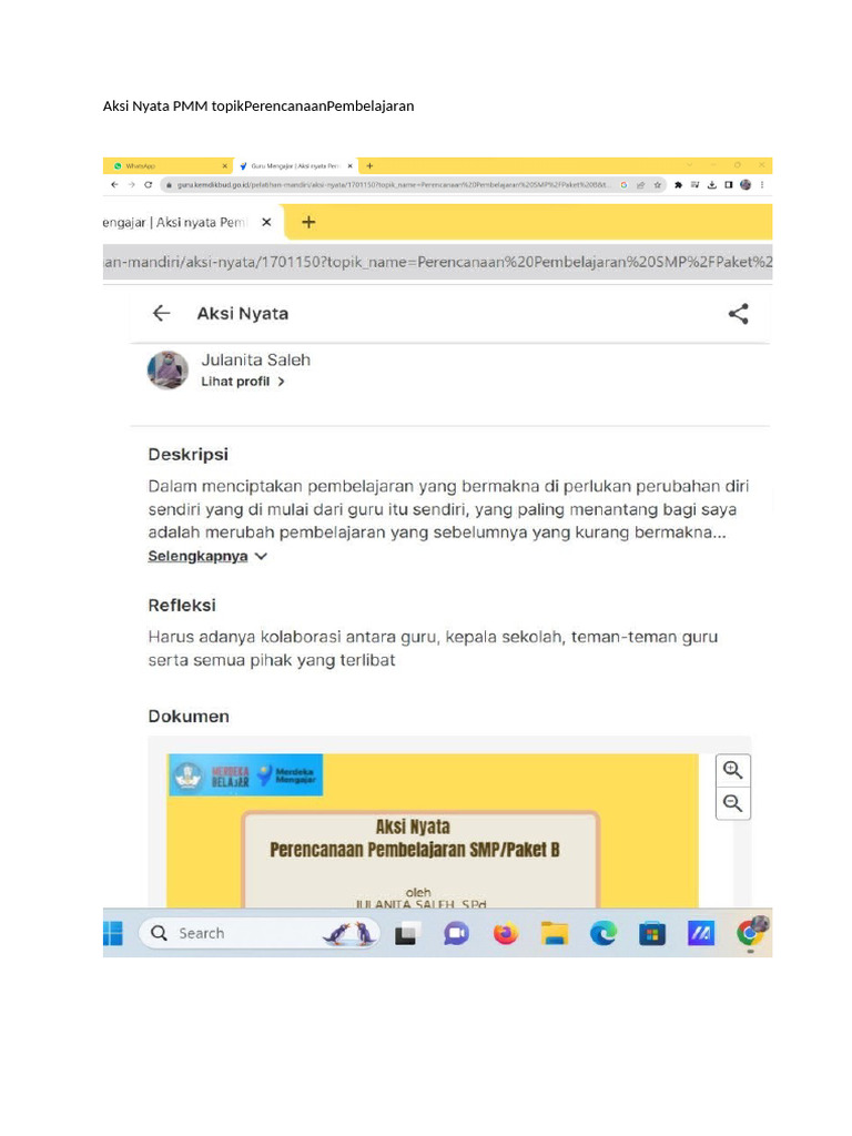 Aksi Nyata PMM Topik Perencanaan Pembelajaran | PDF