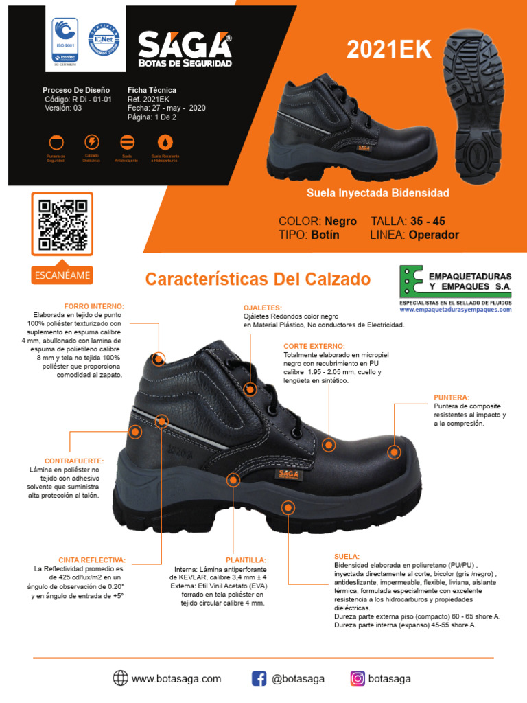 FT Ref 2021e-K Saga Botas | PDF | Calzado | Materiales