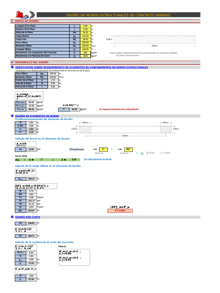 Diseno de Muros Estructurales Placas Lixmath | PDF | Ingeniero civil | Bienes raíces
