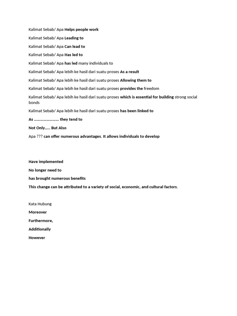 Kalimat Bantu Writing | PDF