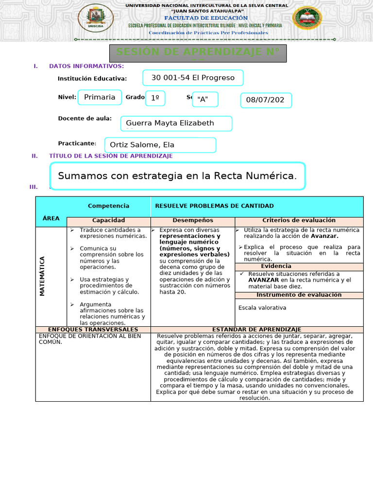 Sumar en la Recta Numérica: 1º Grado | PDF | Evaluación | Aprendizaje