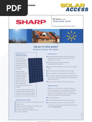 Sharp Solar Modules Data Sheet