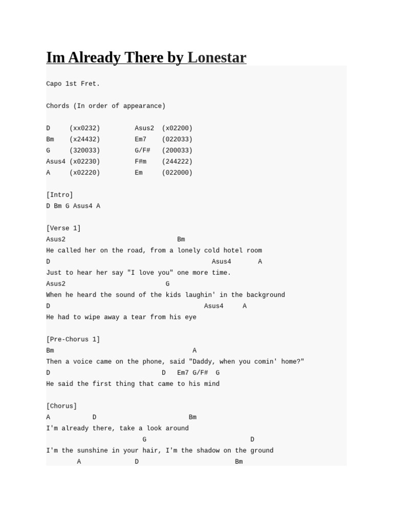 Im Already There by Lonestar | PDF | Song Structure | Vocal Music