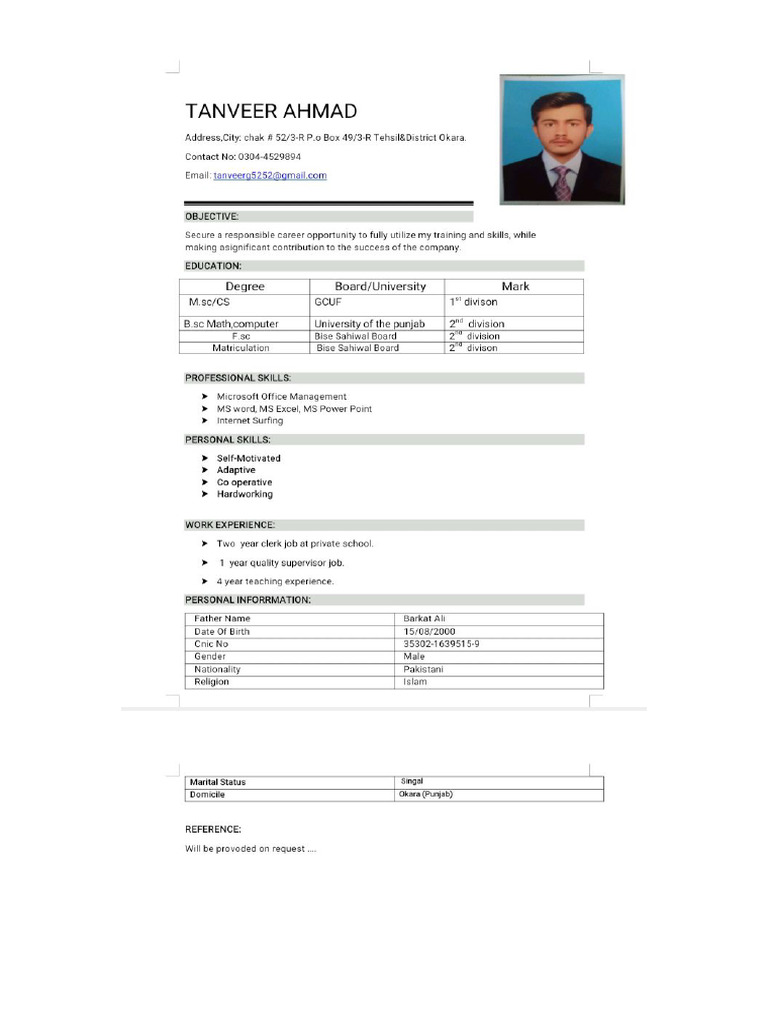 Tanveer CV | PDF