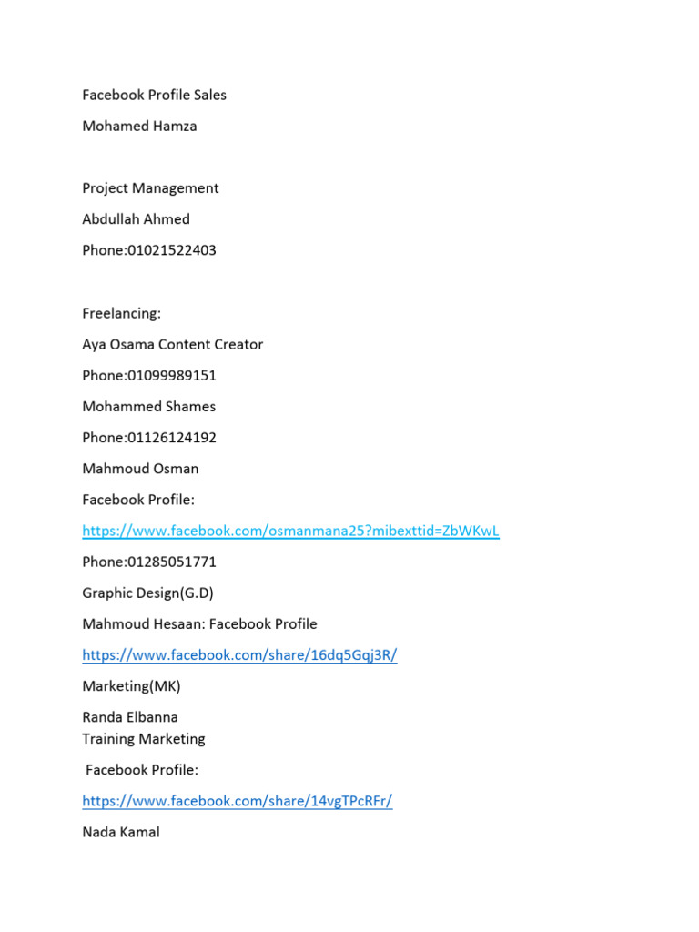 Facebook Profile Sales and Freelancers | PDF