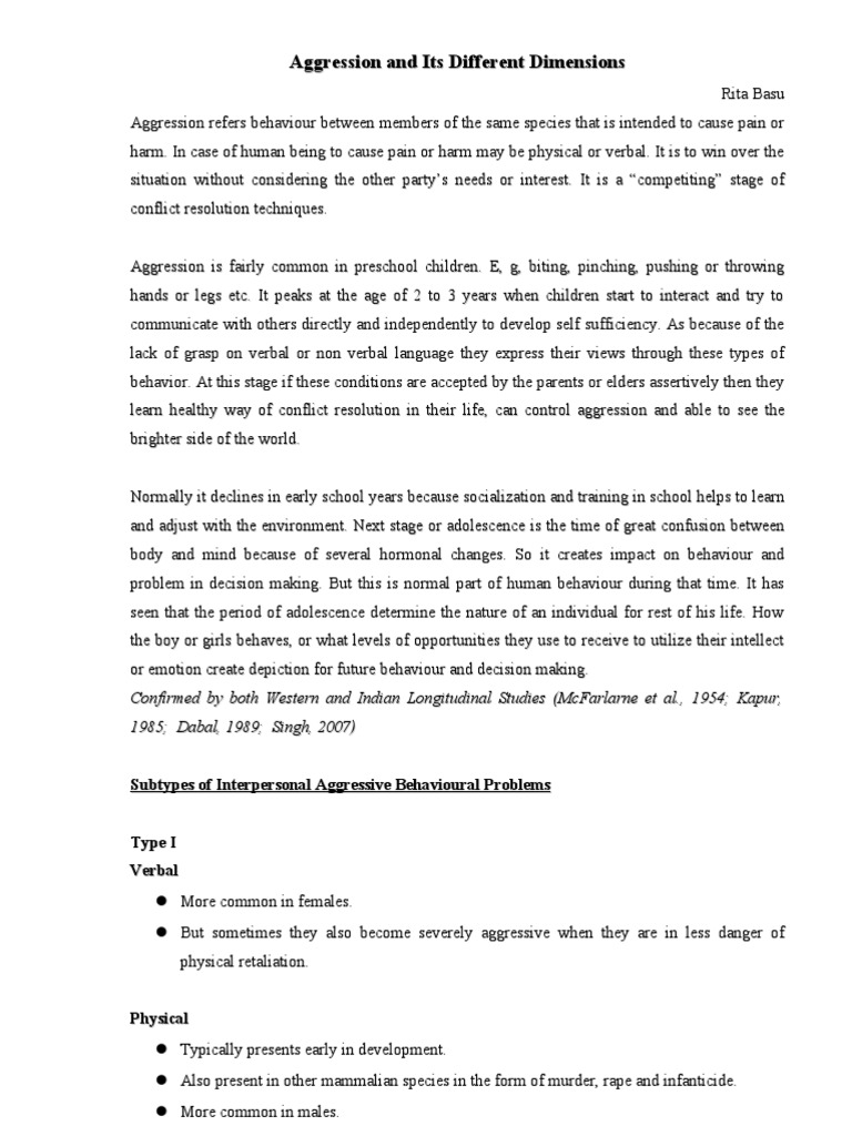 Dimensions of Human Aggression | PDF | Aggression | Adolescence