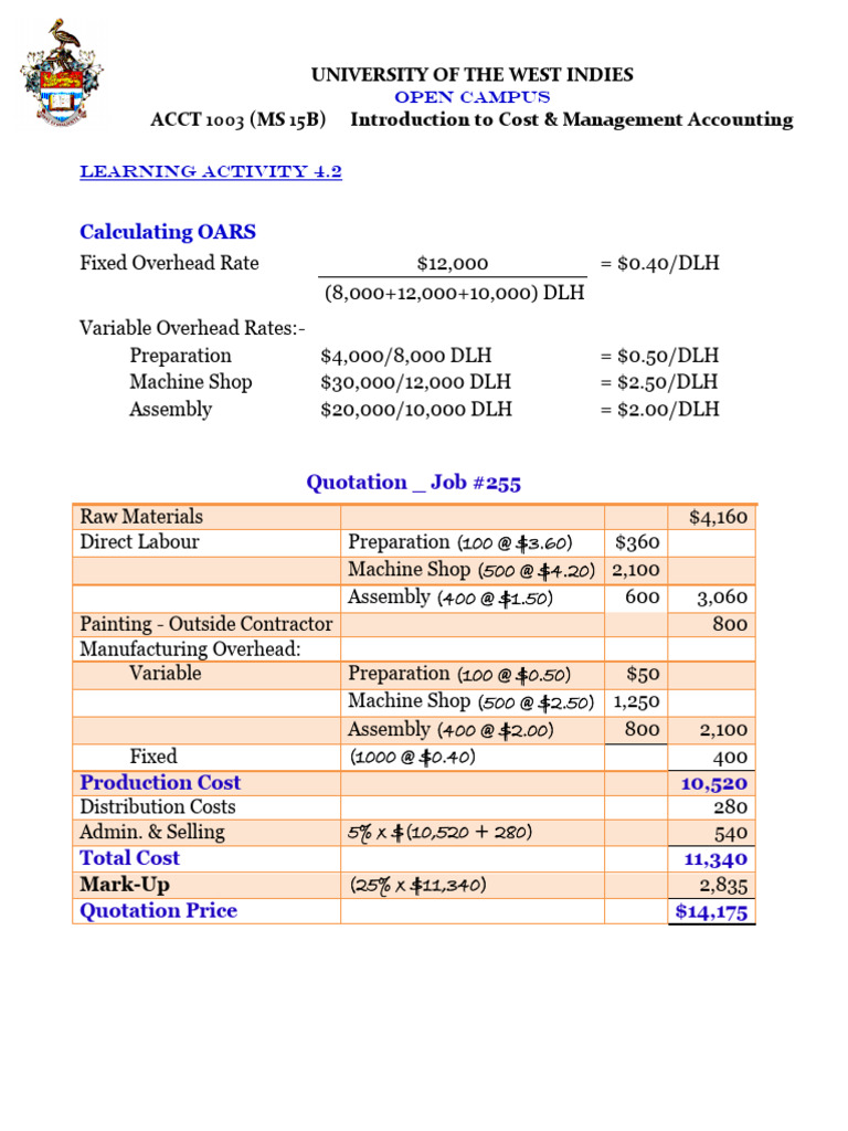 ACCT 1003 - Suggested Solutions - Learning Activity 4.2 - Revised | PDF