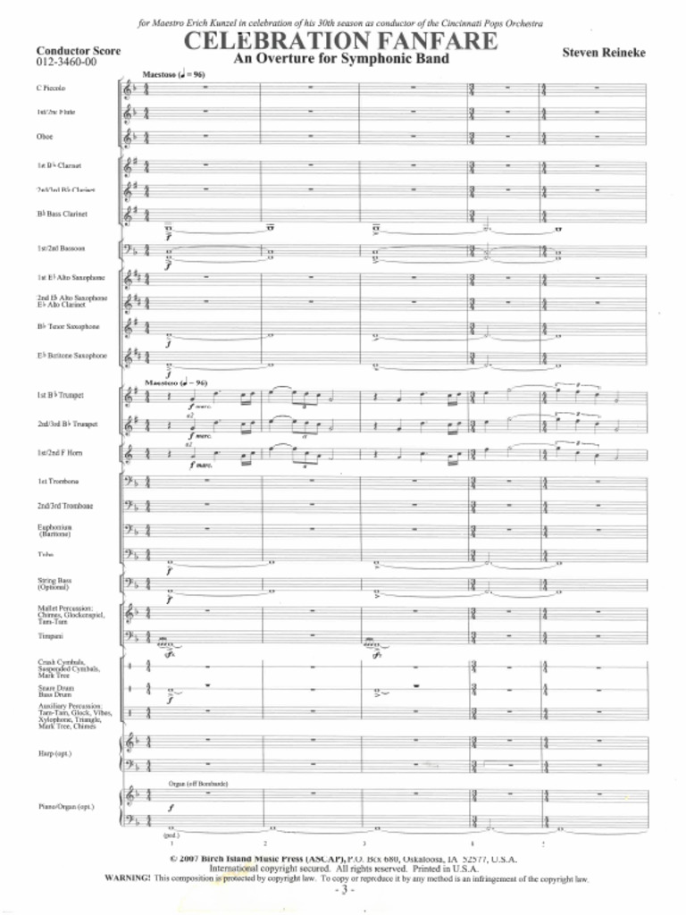 Conductors Score For Celebration Fanfare | PDF