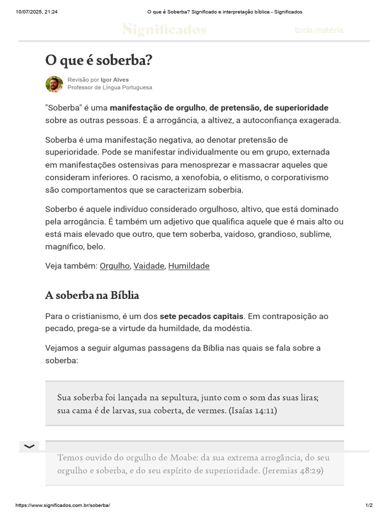 O Que É Soberba - Significado e Interpretação Bíblica - Significados ...