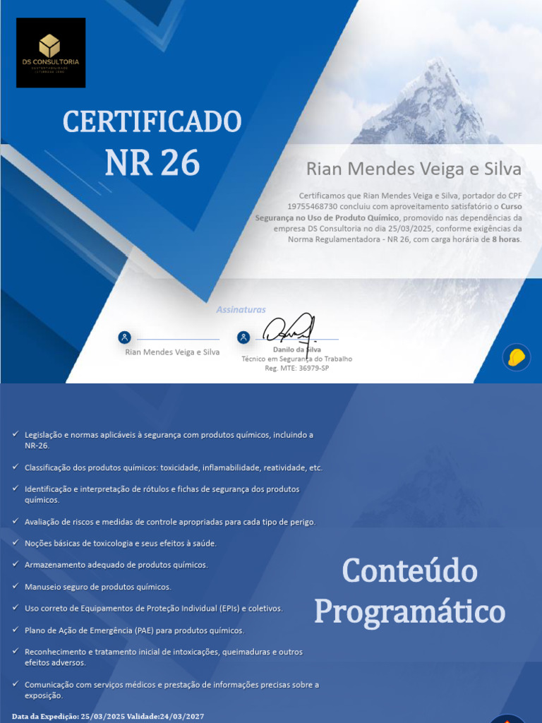 Certificado NR 26 Rian | PDF