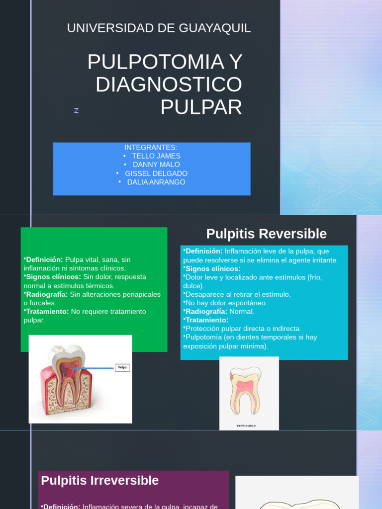 Pulpotomia y Diagnostico Pulpar | PDF | Enfermedades y trastornos | Especialidades Medicas
