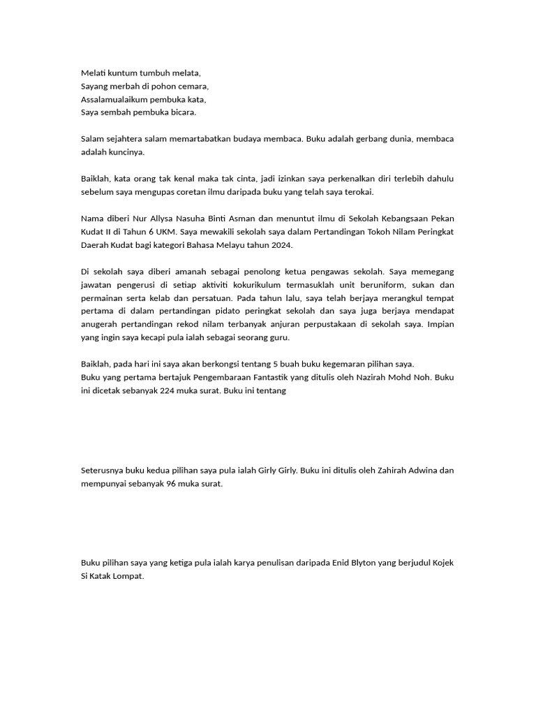 Pertandingan Tokoh Nilam 2024 | PDF