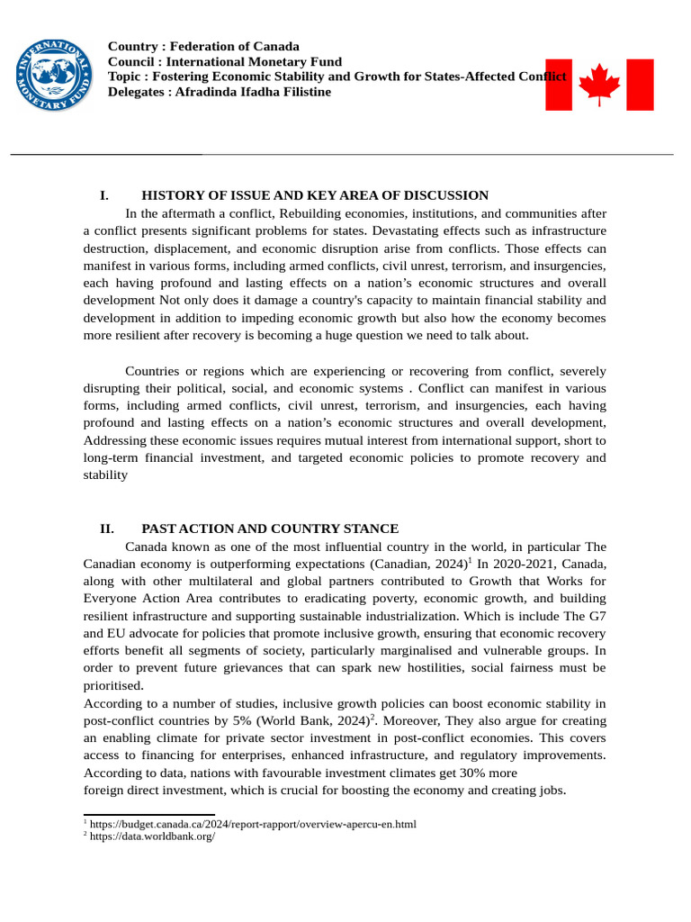 Position Paper IMF Canada | PDF | International Monetary Fund | Heavily ...