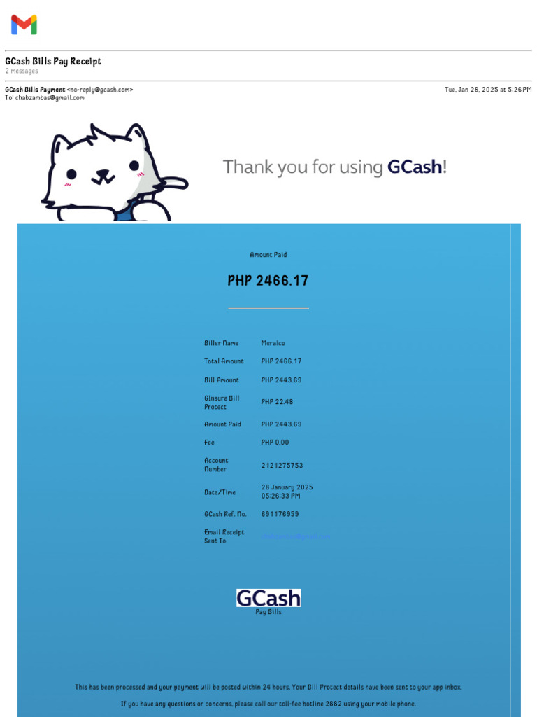 Gmail - GCash Bills Pay Receipt | PDF | Online Services | World Wide Web