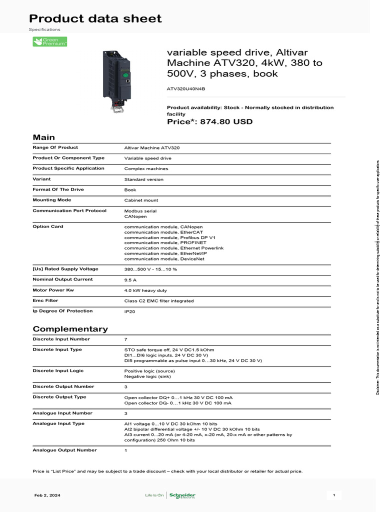 Schneider Electric - Altivar-320-Variable-Frequency-Drive-VFD ...
