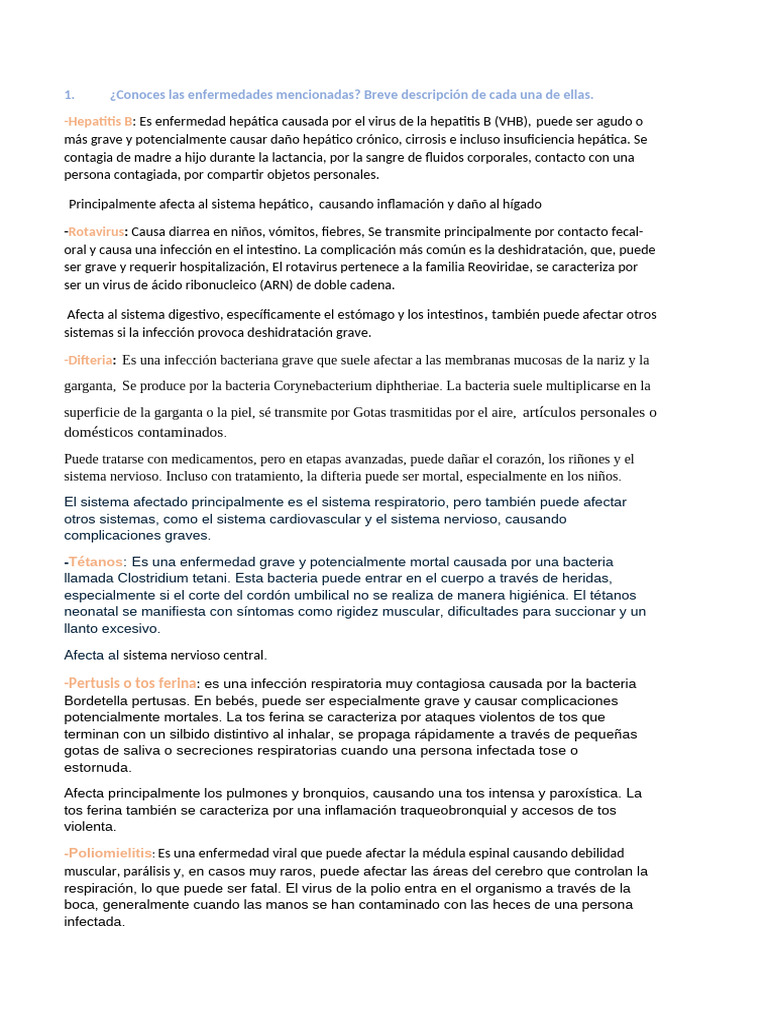 Texno de Enfermedades-Preguntas | PDF | Tos | Infección