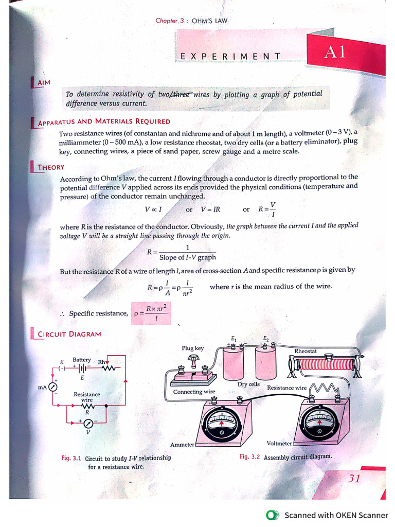 Experiment 1, Physics, Class 12 | PDF