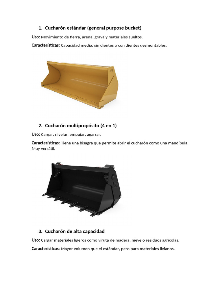 Tipos de cucharones para retroexcavadora | PDF