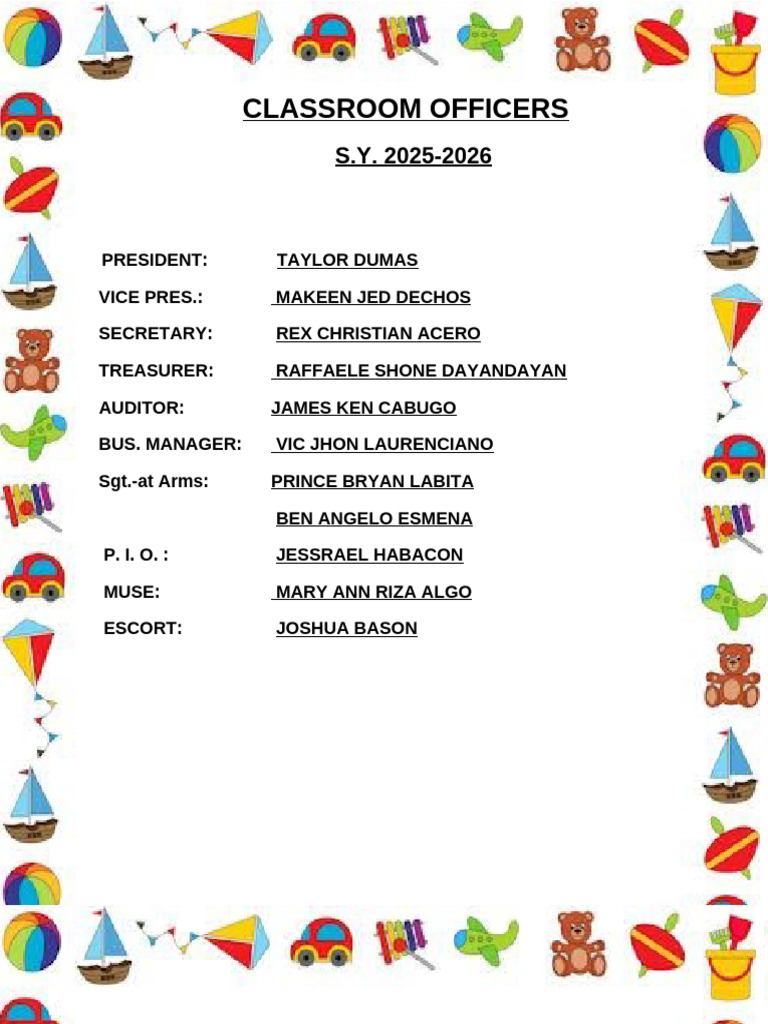 Classroom Officers Editable Template | PDF