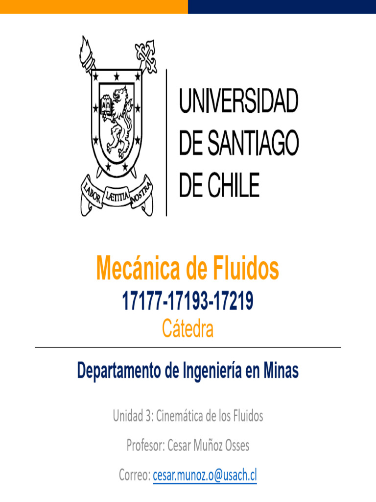 Mecanica de Fluidos - Unidad 3 - Cinemática de Los Fluidos (2025-1) (Clase 11 y 12) | PDF ...