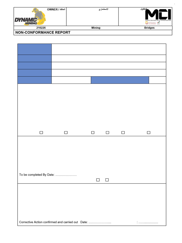 Non-Conformance Report Template | PDF
